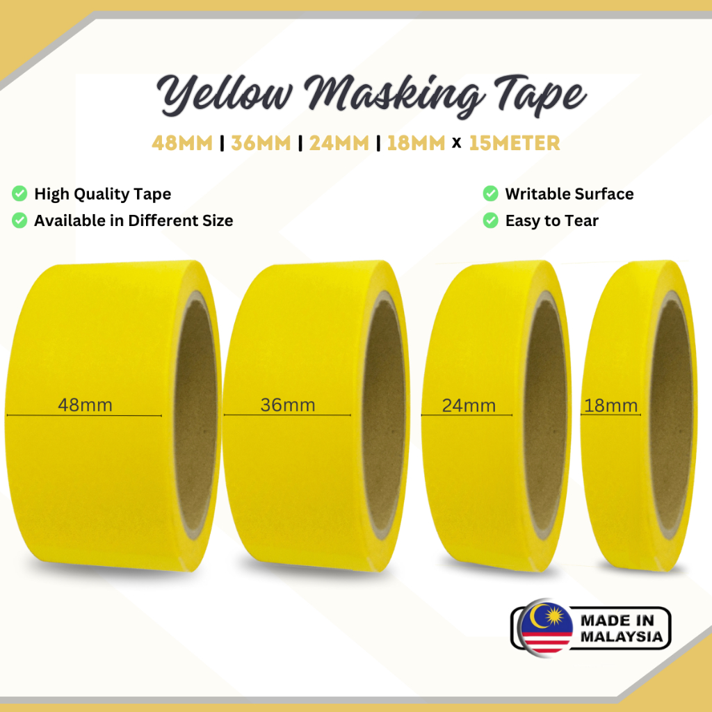 Masking Tape Yellow Writable Tape Paintable Purpose Kertas Packaging ...