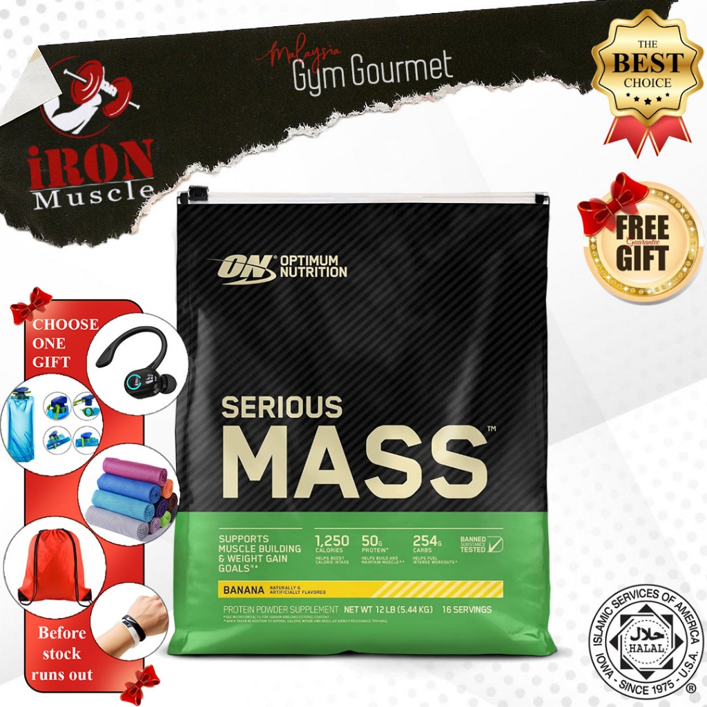 Free Gift - Optimum Nutrition Serious Mass 12lbs - ON Mass Protein ...