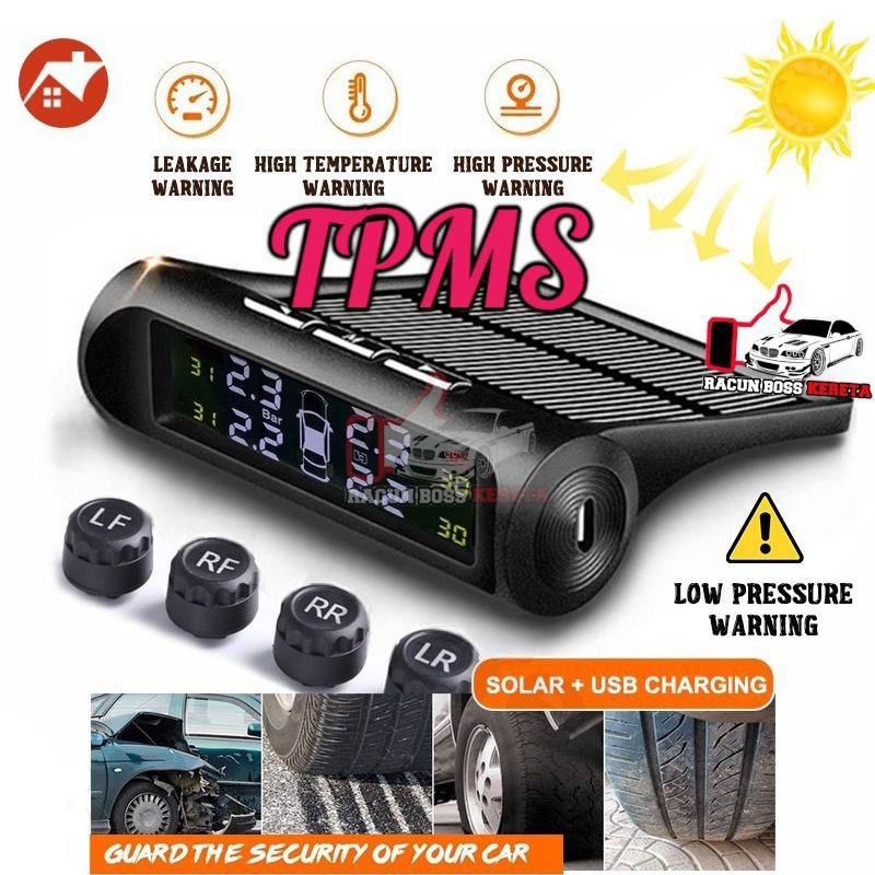 NEW TPMS Multi Color Screen Tire Pressure Monitor System Solar Wireless ...