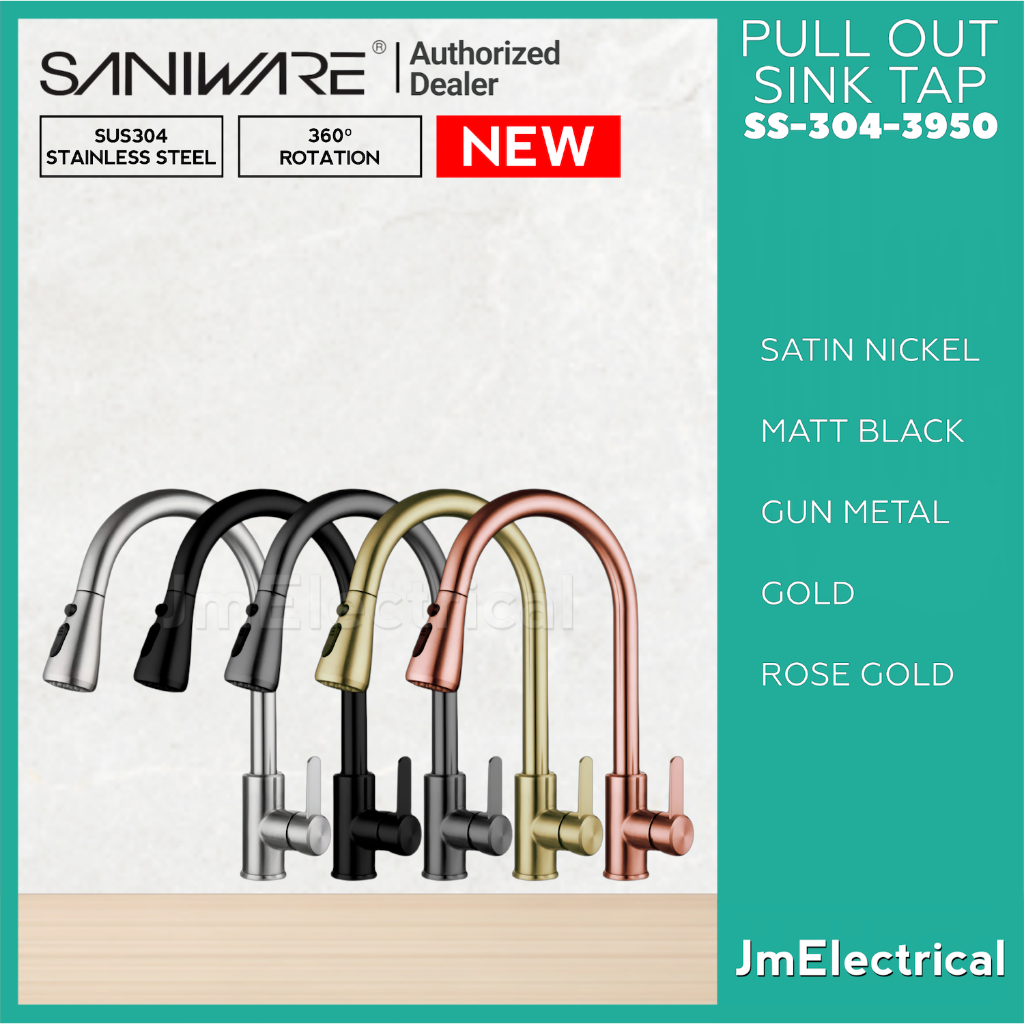 SANIWARE SUS304 Stainless Steel Pull Out Pillar Sink Tap Kitchen Sink ...