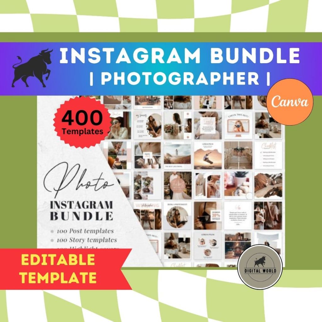 Photographer Instagram Template | Photographer Bundle | Canva Template | Editable Instagram ...