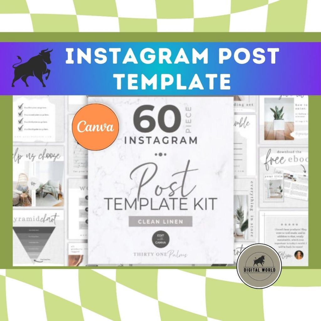 60 Instagram Post Template | Canva Template | Editable Template | Social Media Template ...