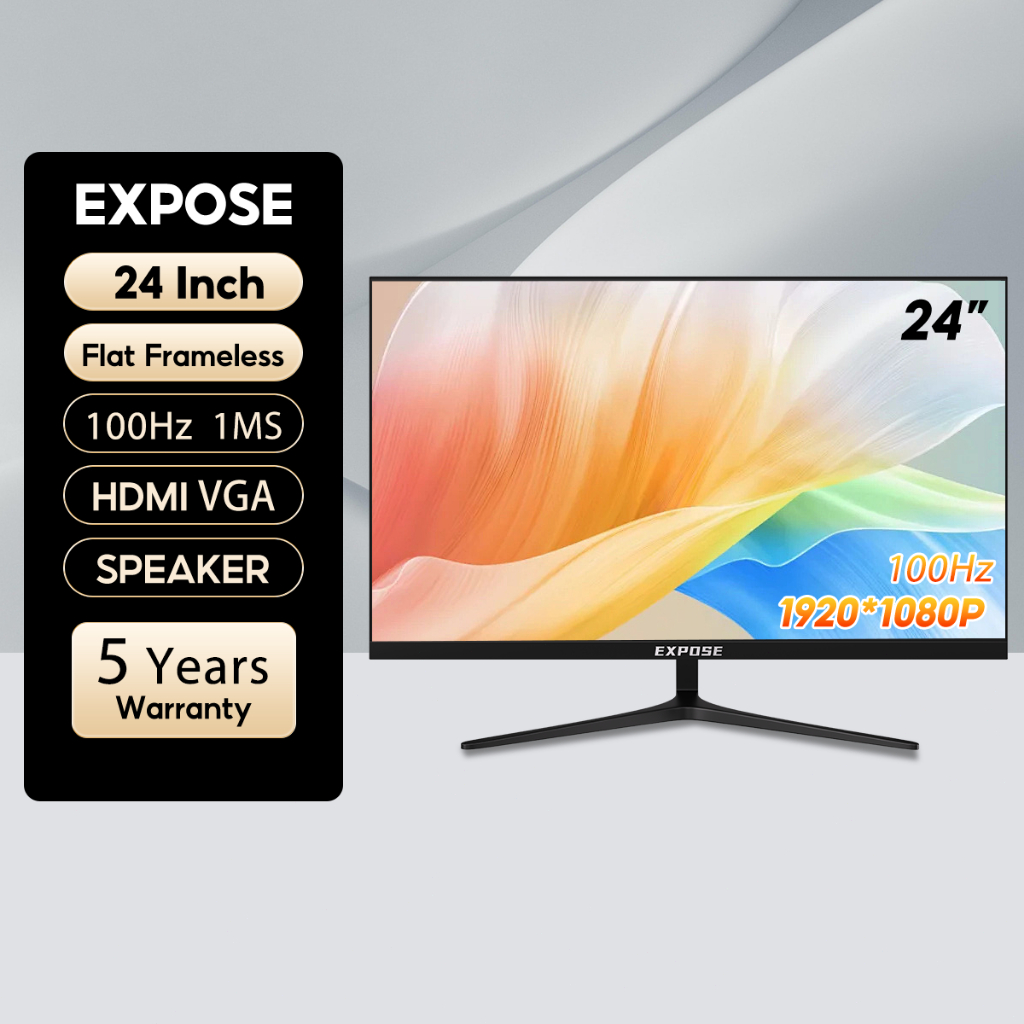Monitor Curved 24 inch 75Hz 1080P LED EXPOSE Computer Monitor 27 ...