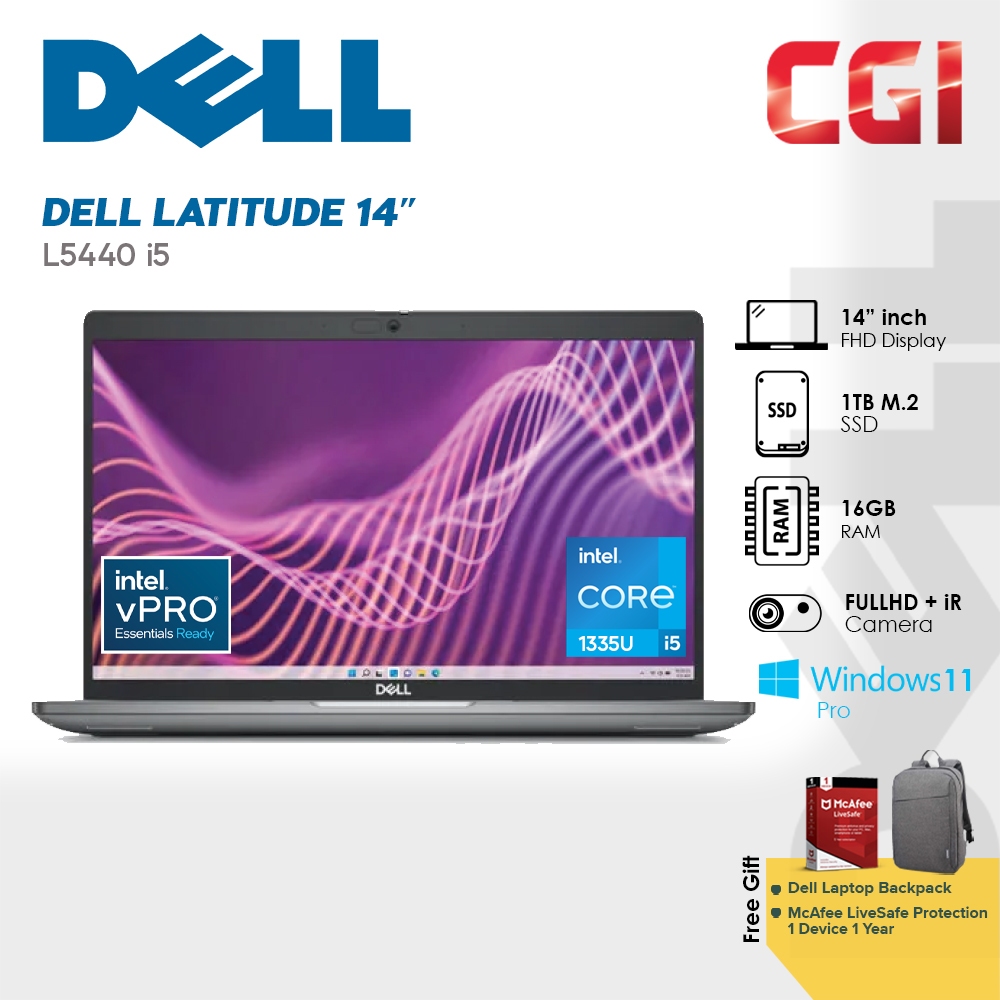 Dell 14" Latitude 5440 Laptop i5-1335U 16GB 1TB FHD IPS Win11Pro Intel vPro Essential 3Y Onsite ...