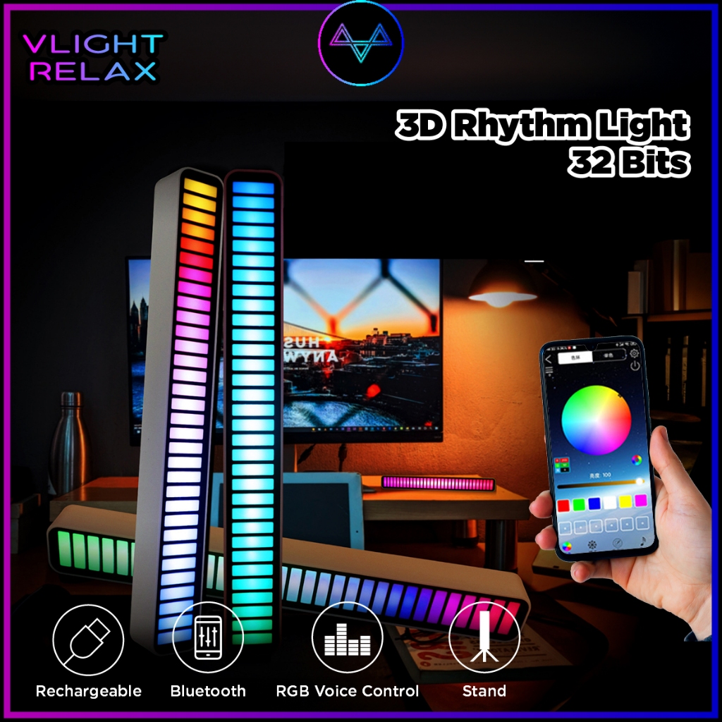 3D Rhythm Light 32 Bit Free Stand Voice Control Light Led Light Bar Led ...