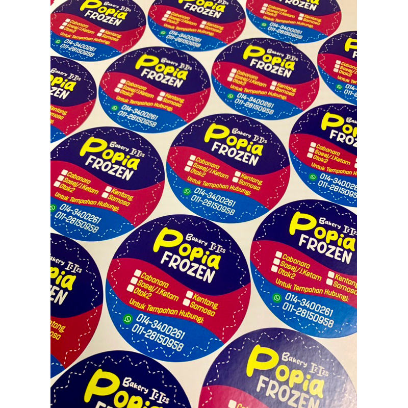 100 PCS STICKER 5CM BULAT STICKER PRODUK STICKER KUIH RAYA DESIGN ...
