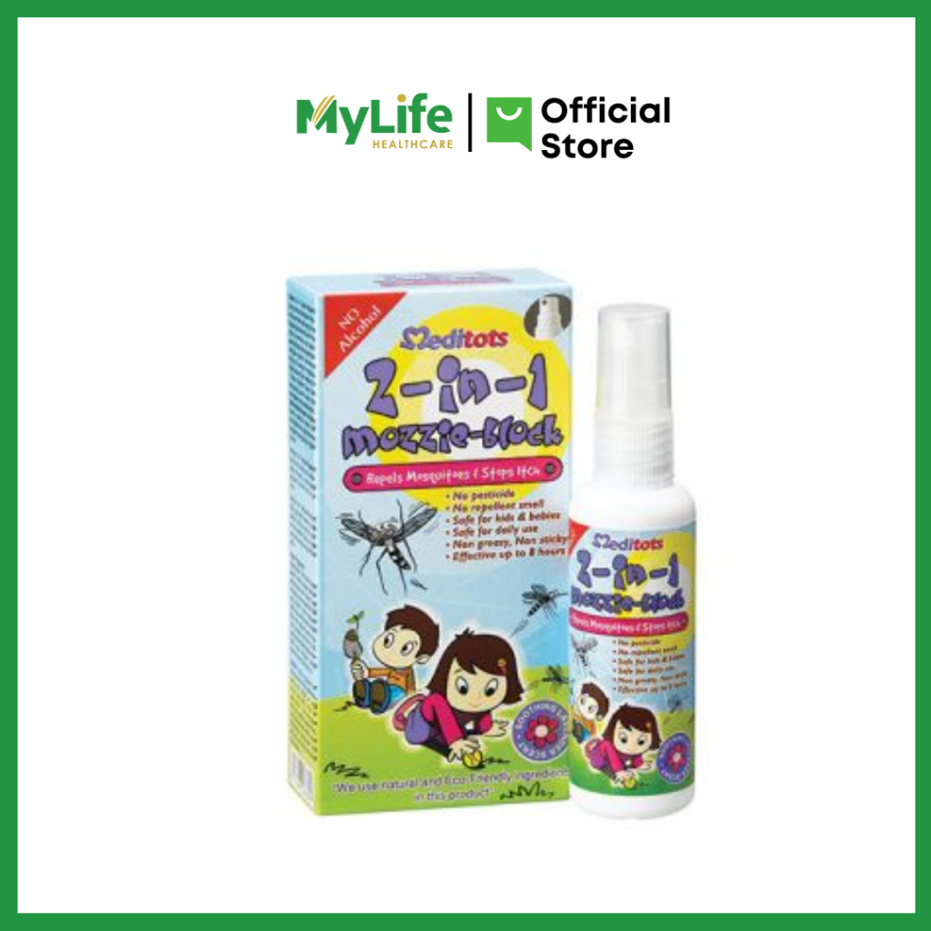 MEDITOTS 2 IN 1 MOZZIE BLOCK MOSQUITO REPELLENT & ITCH RELIEF SPRAY ...