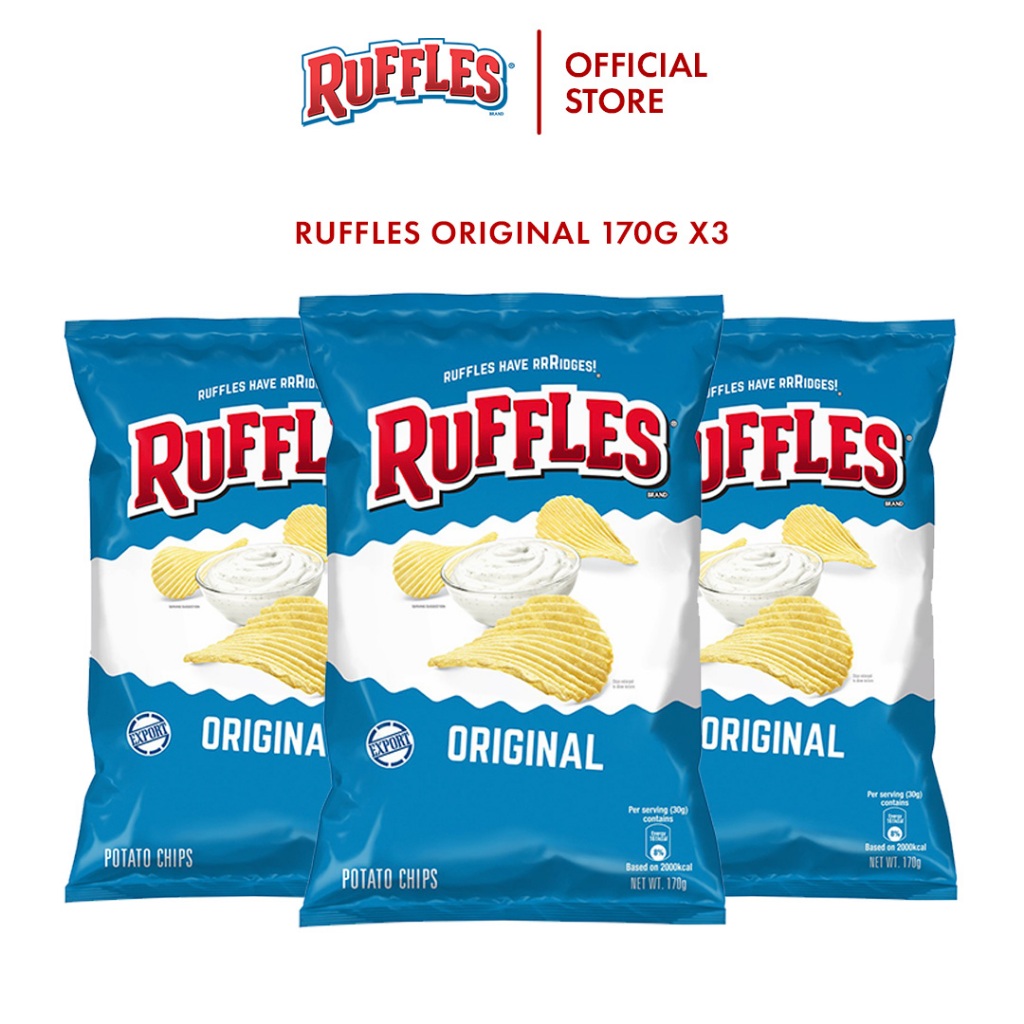 [Bundle of 3] Ruffles Potato Chips Original/ Cheddar & Sour Cream/ Sour ...