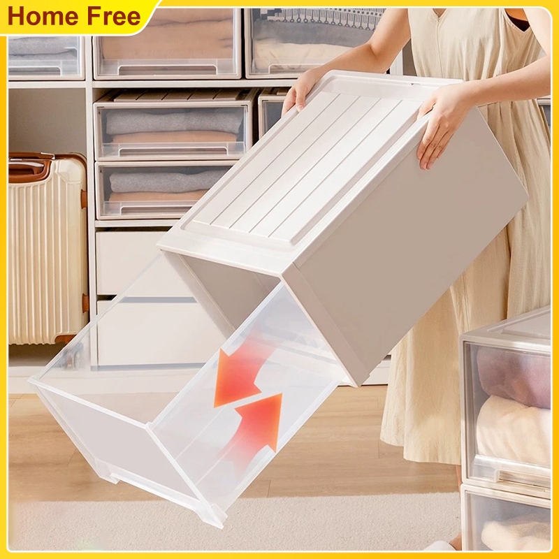 Transparent Drawer Storage Box Home Dust-Proof Clothes Kotak Simpan ...