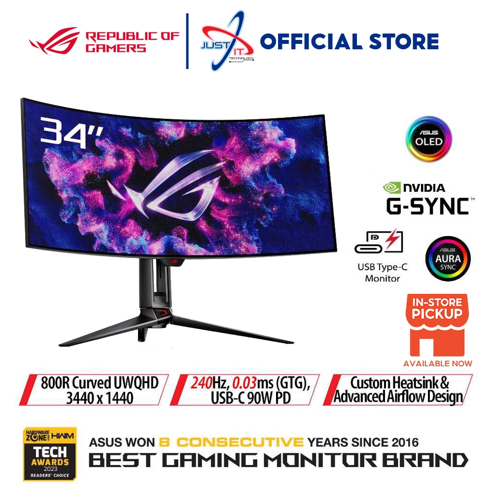 ASUS ROG SWIFT PG34WCDM OLED CURVED GAMING MONITOR ( 33.9" WOLED WQHD / 0.03MS / 240HZ / AMD ...