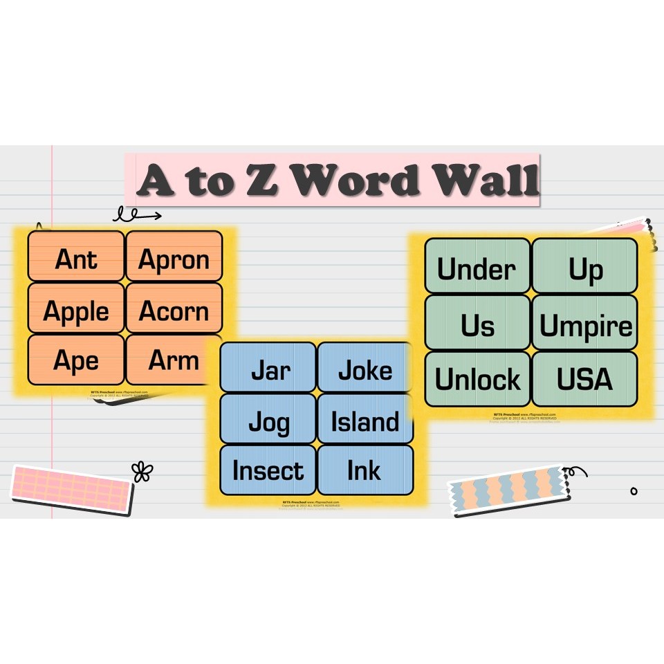 [P265] 29 pages A to Z Word Wall Worksheet for Pre-school PDF version A ...