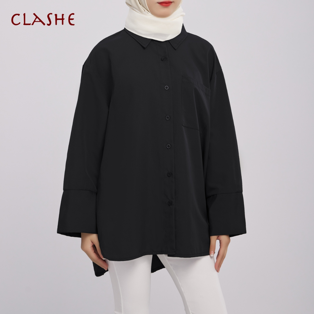 Clashe Baju Blouse Wanita Casual Loose Cuffs Loose-Fitting Fashion ...