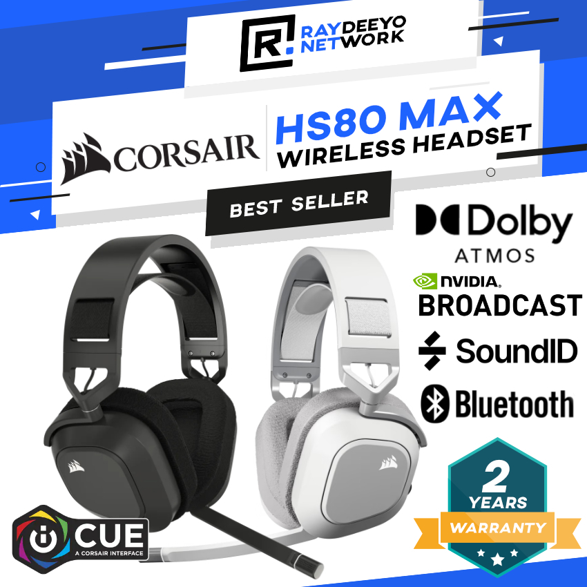 CORSAIR HS80 MAX / HS80 RGB Wireless / Wired Premium Gaming Headset [7. ...