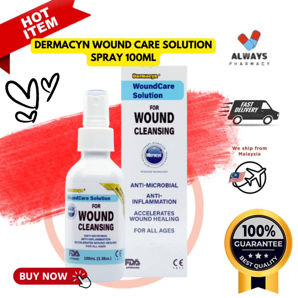 DERMACYN WOUND CARE SOLUTION SPRAY 100ML - FOR WOUND CARE DIABETIC ...