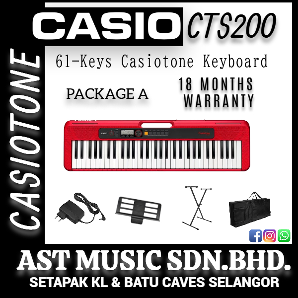 Casio CT-S200 Casiotone Portable Keyboard - Red / CTS200 / CT S200 ...
