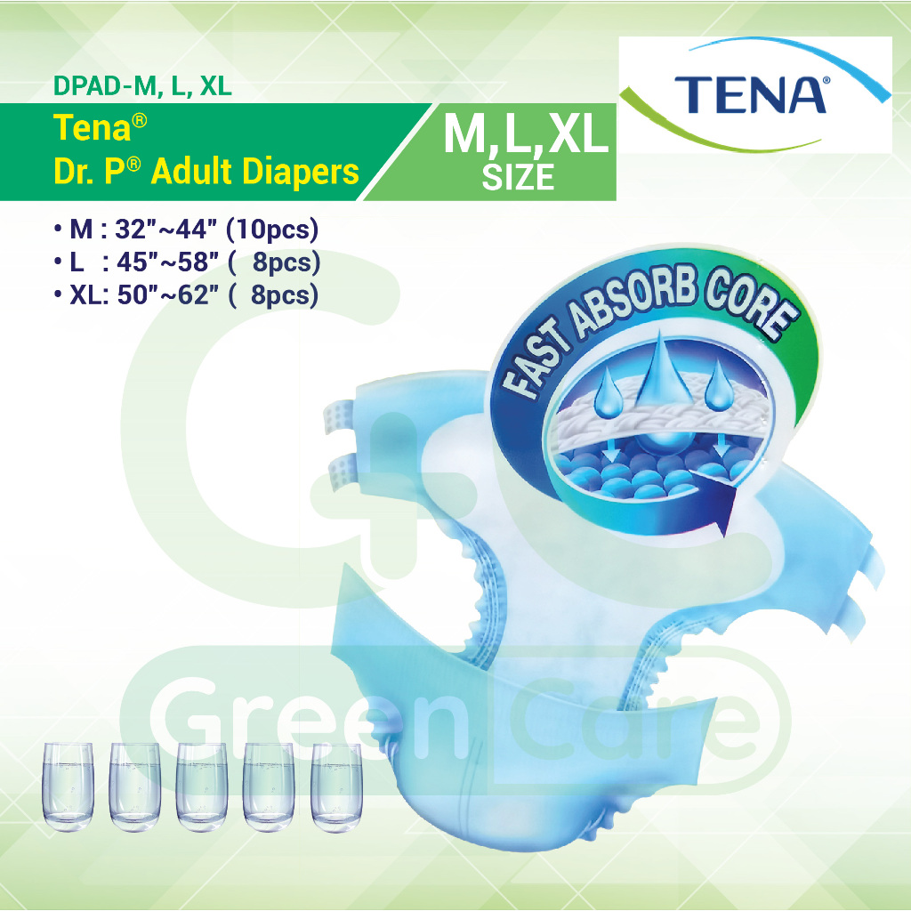 Tena Dr. P Adult Diapers | Lampin Dewasa 1 Carton-12Packs (M:32"~44")(L:45"~58") (XL:50"~62 ...