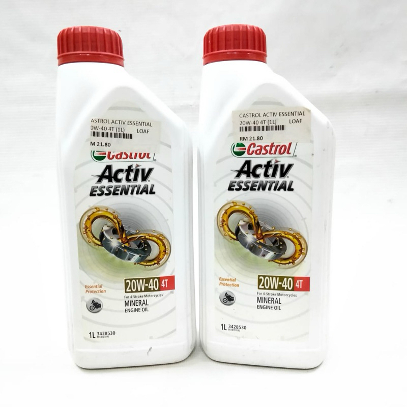 CASTROL ACTIV ESSENTIAL 20W-40 4T (1 LITRE) ENGINE OIL MOTORCYCLE ...