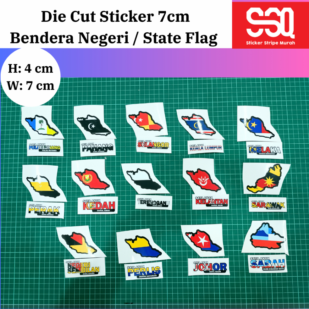 Malaysia Flag Siap Die Cut Cutting State Bendera Negeri Sticker Cutting ...