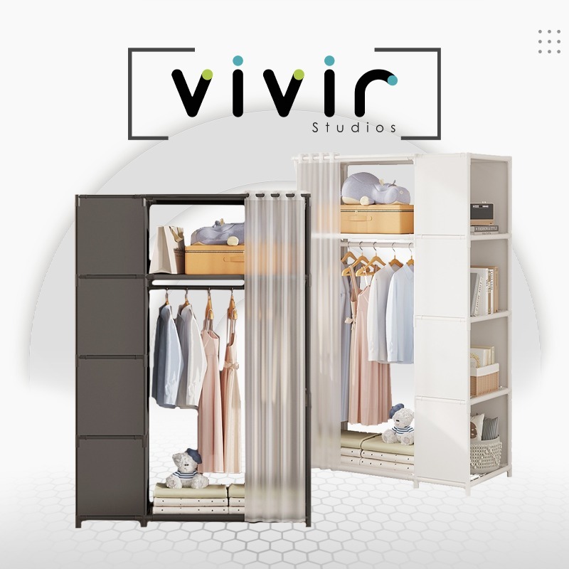 VIVIR Stainless Steel Multilayer Wardrobe Cabinet SJ Wardrobe DIY Wardrobe Clothes Rack | Shopee ...