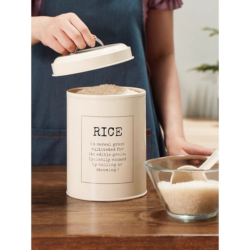 Rice Tin Storage Laundry Powder Detergent Enamel Tin Storage with scoop ...