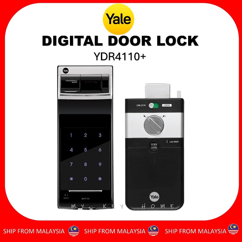 Yale YDR4110+ Fingerprint Pin Bluetooth Optional Smart Digital Door ...