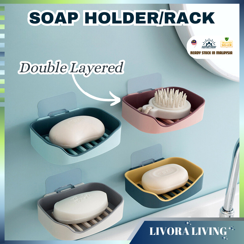 Bathroom Soap Holder Rack Rak Pemegang Sabun untuk Toilet & Kicthen ...