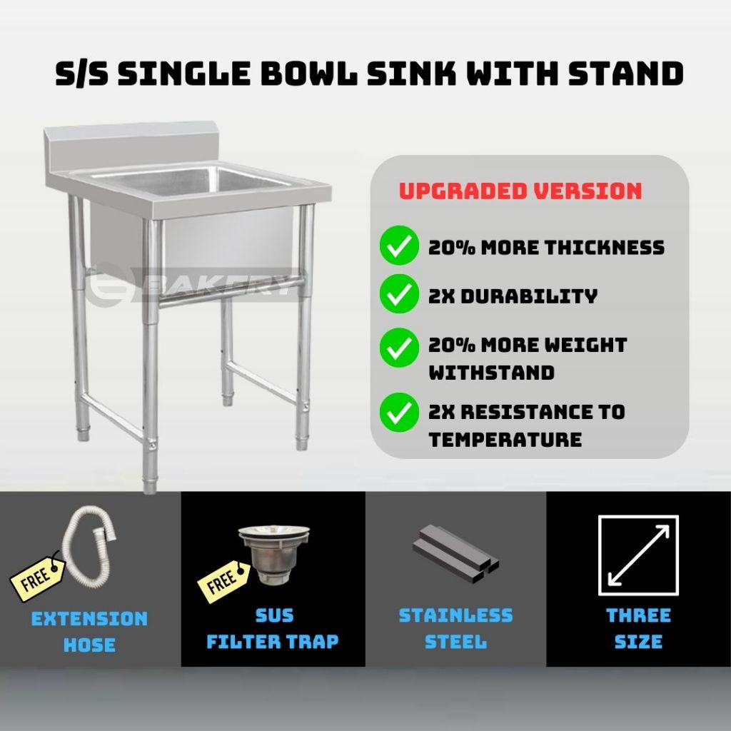 SINGLE BOWL BASIN STAINLESS STEEL COMMERCIAL SINKI / KITCHEN SINK ...