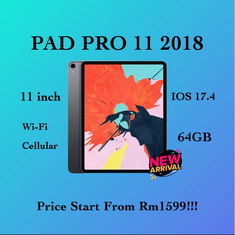ORIGINAL USED PAD PRO 11 64GB WIFI + CELLULAR 4G LTE | Shopee Malaysia