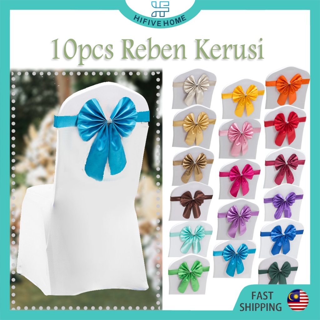 Riben Kerusi Bow Tie Elastic Chair Ribbon Banquet Deco for Majlis ...
