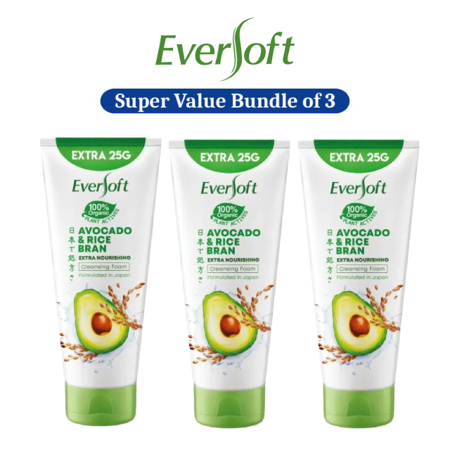 Eversoft Avocado Cleanser Foam (195g x 3) | Skincare | Organic Plant ...
