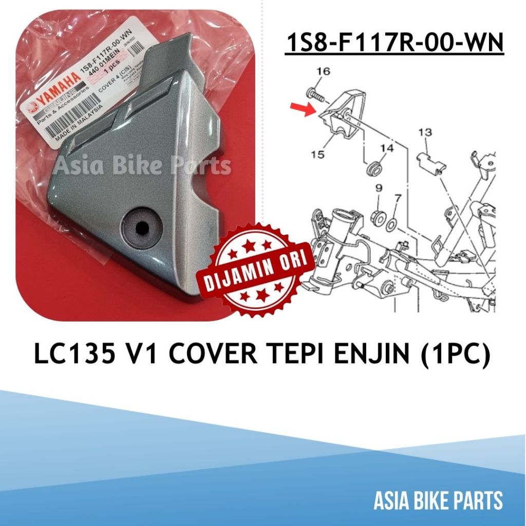 Yamaha Original LC135 V1 Frame Cover Front Engine Cover Enjin Tepi ...