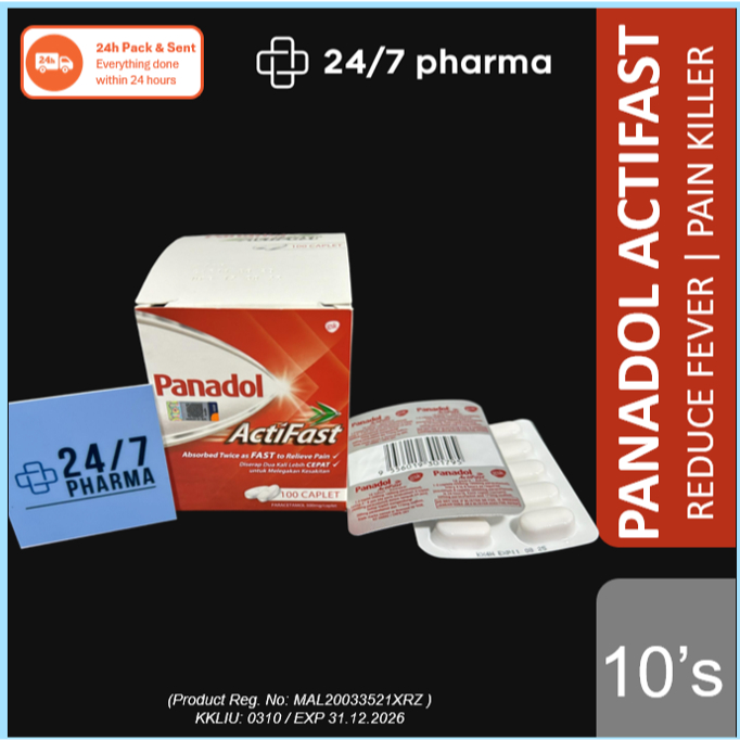 Panadol Actifast 10's Caplet Tablet Paracetamol 500mg Fever Headache ...