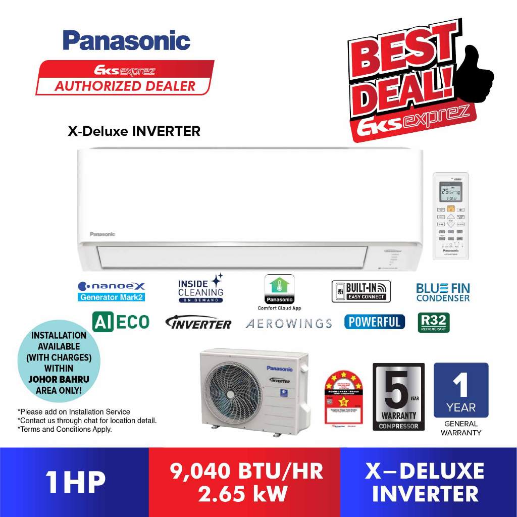 [Built-in WIFI] Panasonic X-Deluxe Inverter Aircond R32 (KU) KU9AKH ...