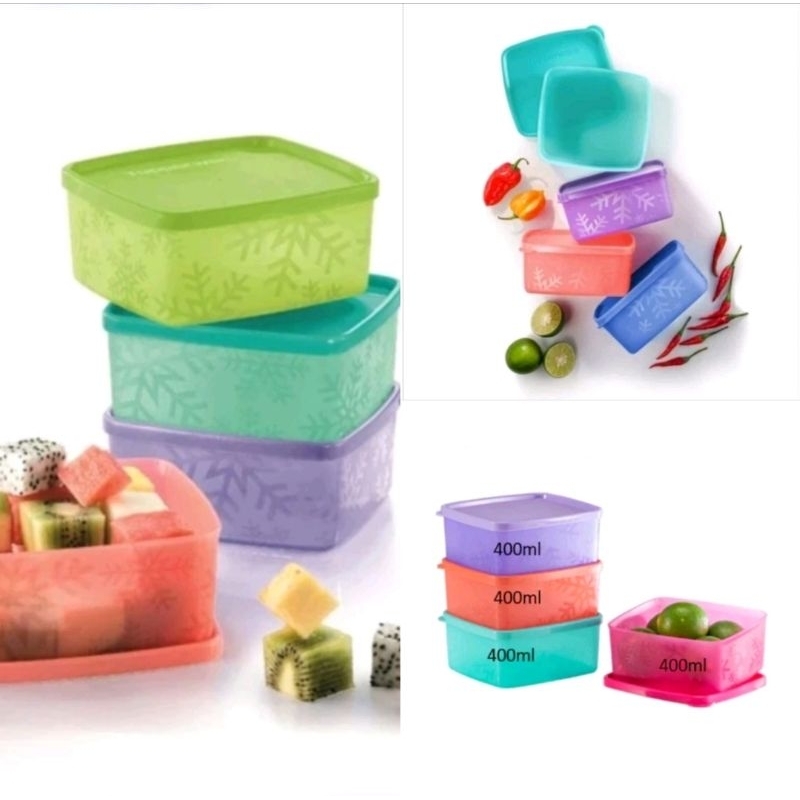 💖💖 Tupperware Snowflake Square Round (4pcs) 400ml | Shopee Malaysia
