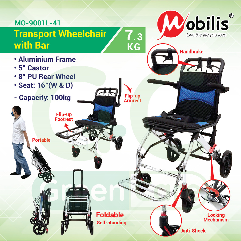 Lightweight Travel Wheelchair (Mobilis MO-9001L-41)| Kerusi Roda ...