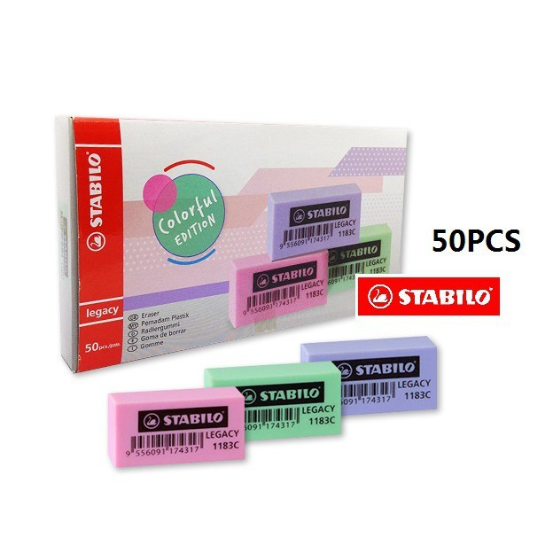 STABILO LEGACY COLORFUL ERASER 1183C (50pcs/BOX) | Shopee Malaysia