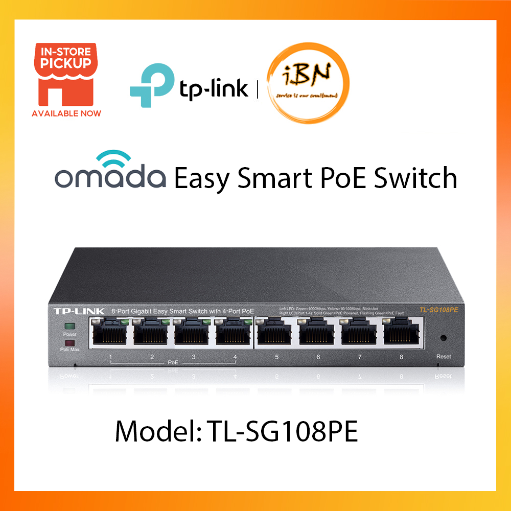 TP-Link TL-SG108PE 8-Port Gigabit Easy Smart Switch with 4-Port PoE ...