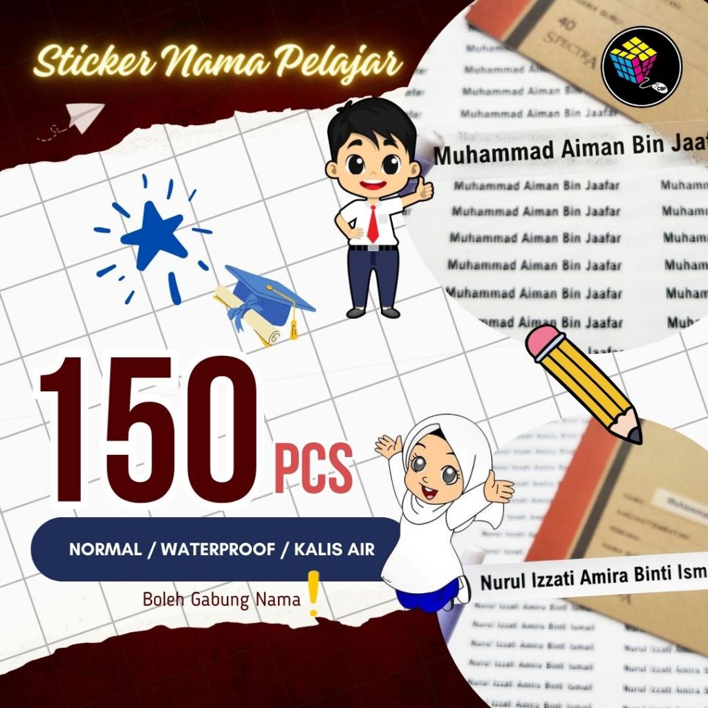 🔴150pcs Sticker Nama Pelajar🔴 | Student Name Sticker | 𝗪𝗮𝘁𝗲𝗿𝗽𝗿𝗼𝗼𝗳 ...