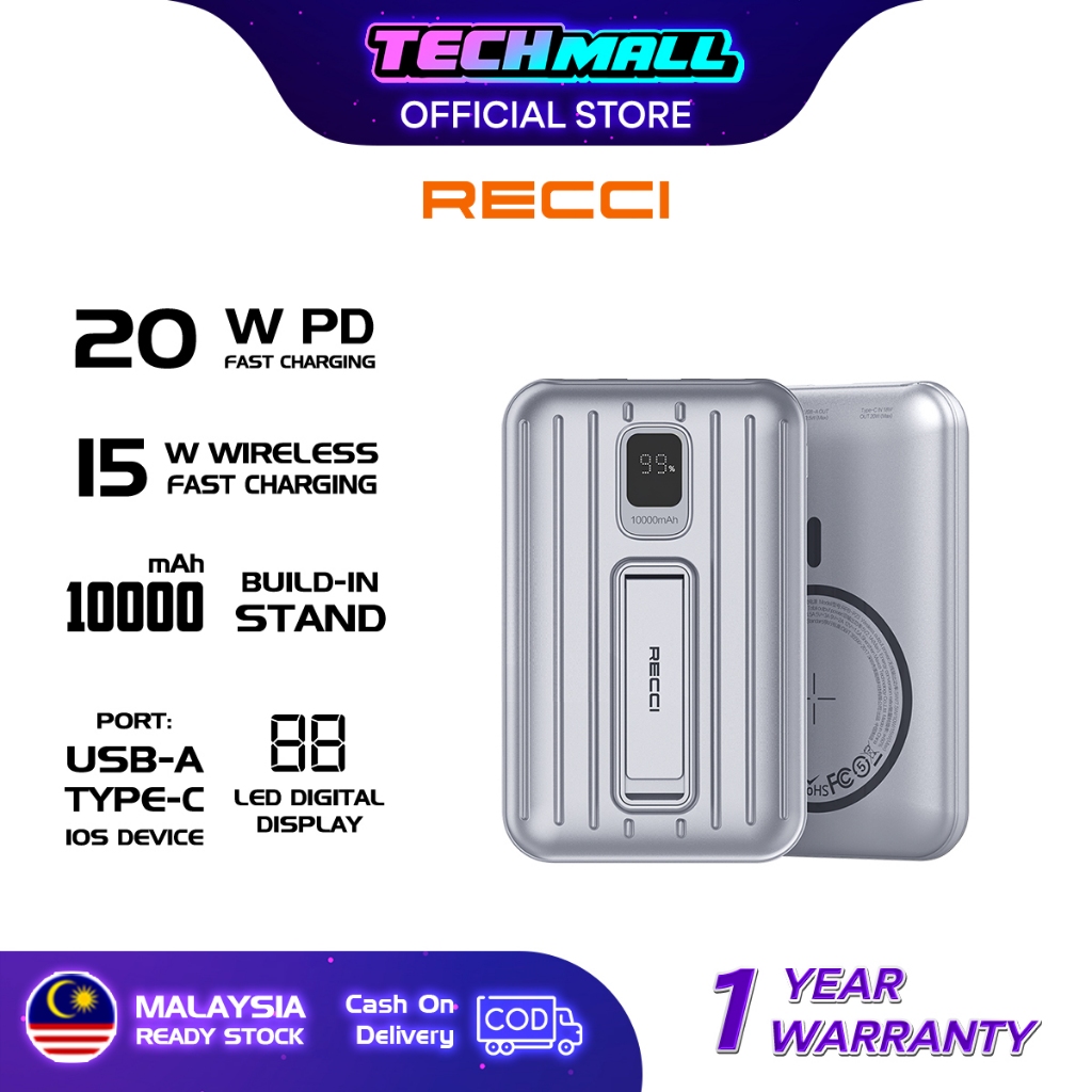 RECCI RPB_P23 PD 20W + 22.5W Magnetic Wireless Power Bank 10000mAh (Come With Holder) | Shopee ...