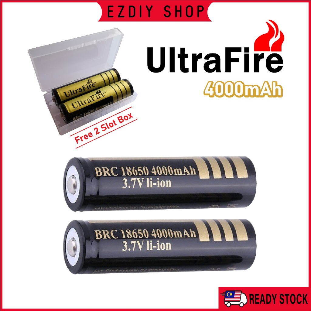 3.7V 18650 4000mAh UltraFire Button Top Rechargeable Li-ion Lithium ...