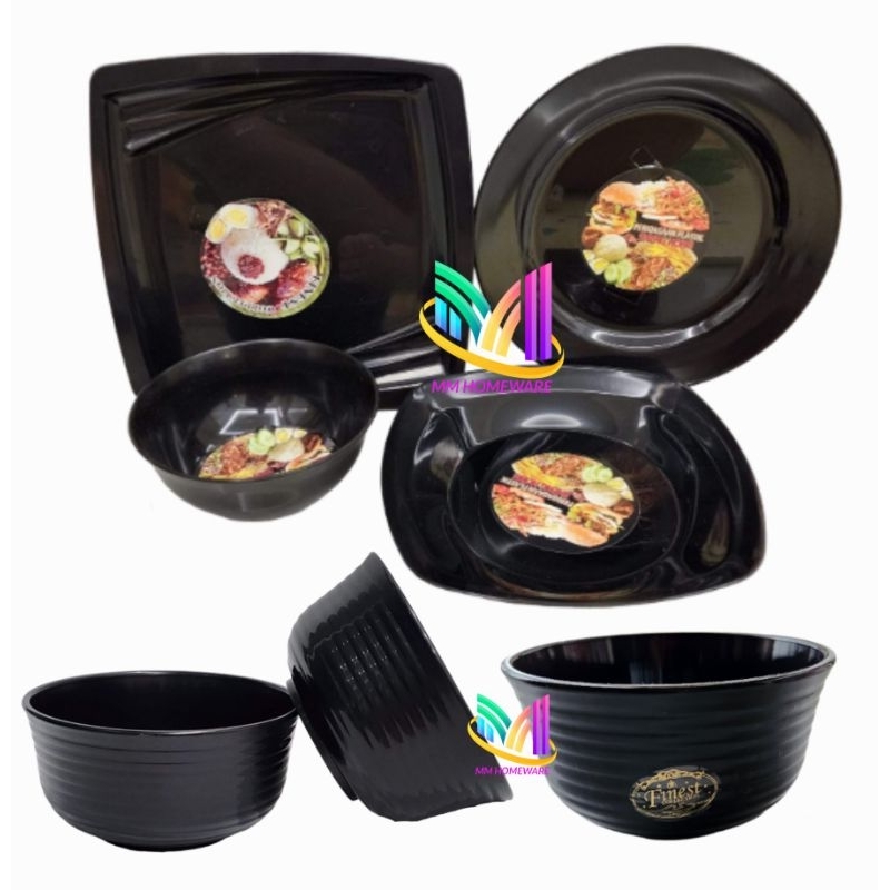 Black Series Rim Plate / Round Plate / Square Plate / Soup Bowl ...