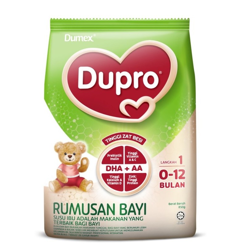 DUMEX DURPO Langkah 1 Step 1 Rumusan Bayi 0 - 12 Bulan/Months 850g Pack ...