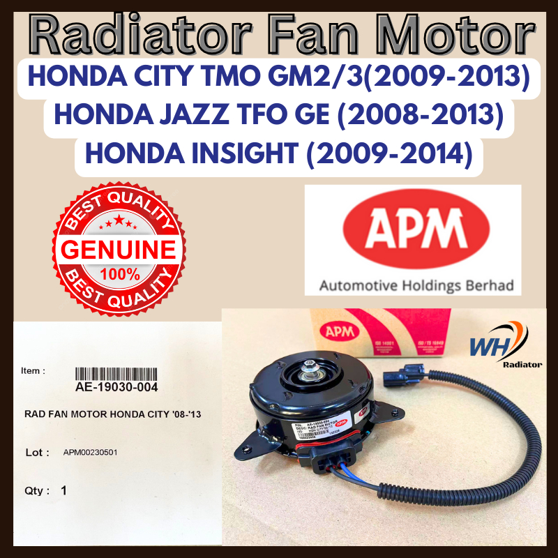 100% ORIGINAL APM HONDA CITY TMO GM2&3 / JAZZ TFO GE / INSIGHT ZE2 Radiator Fan Motor (PASSENGER ...