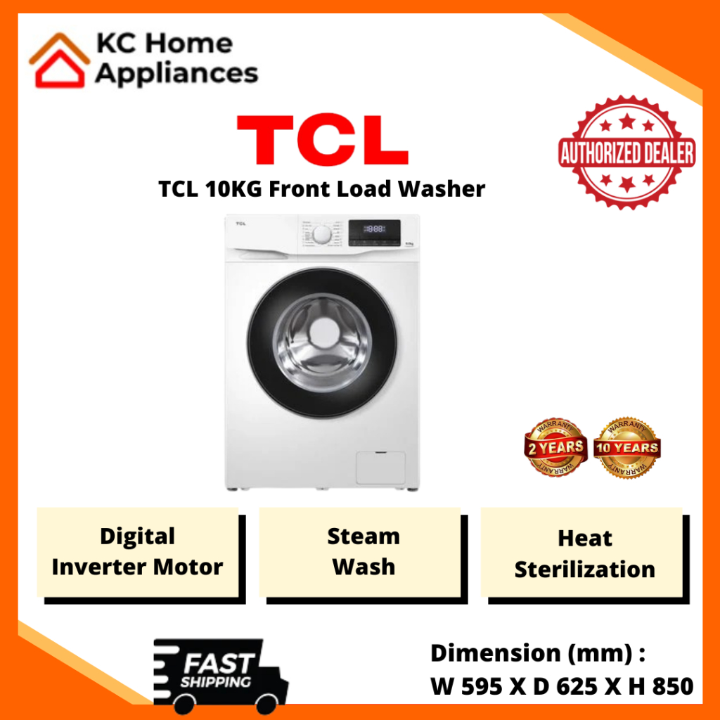 TCL 10KG Auto Washing Machine | Drum Clean | TWF100-G143061DA05 | 2 ...