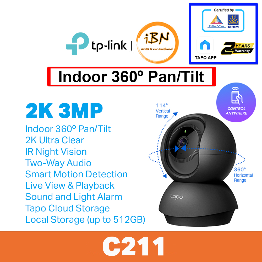 TP-Link Tapo WiFi CCTV C211/C210/TC71/TC70 Pan/Tilt 360 Degree Night ...
