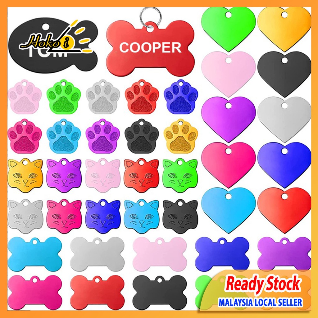 Blank Pet Tags Cat Puppy Name Tag Pet ID Accessories Rantai Loket ...