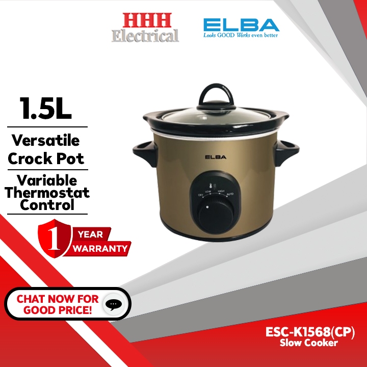 ELBA SLOW COOKER 1.5L ADJUSTABLE HEAT CONTROL | ESC-K1568(CP) | Shopee ...
