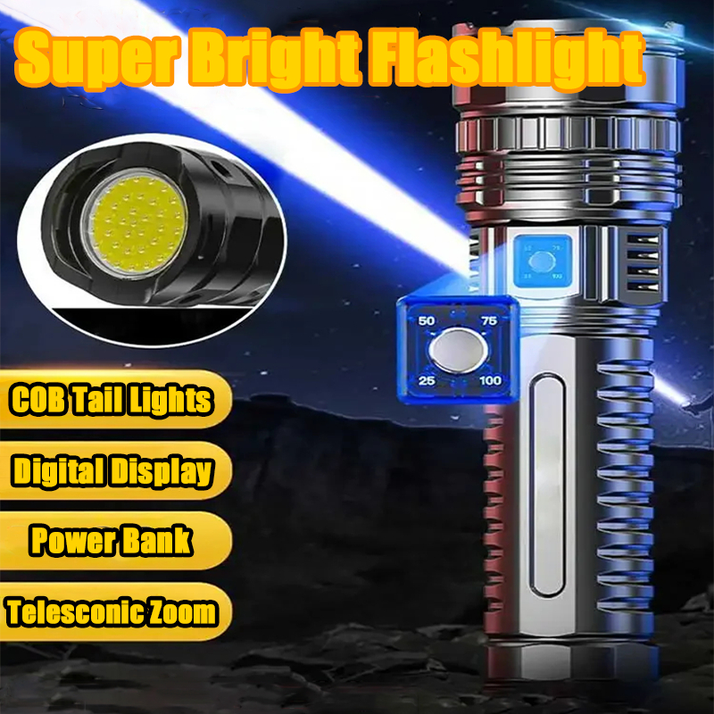 150000000LM 1000W Most Powerful Led Flashlights Tactical 15000mah Built ...
