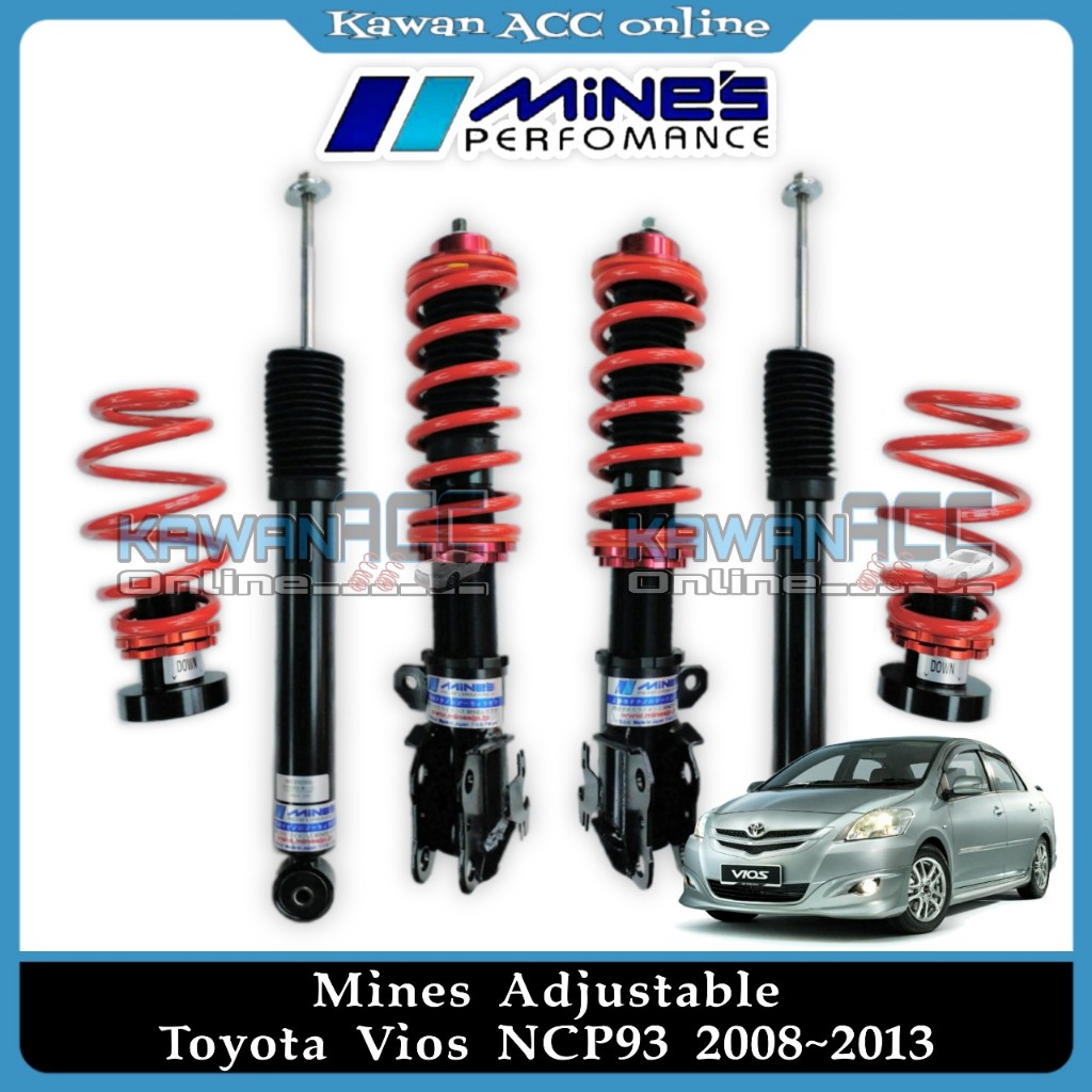 Mines Adjustable High Low Bodyshift Spring Soft Hard For Toyota Vios 03 ...