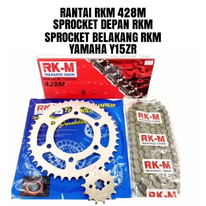 Sprocket set RKM RK-M spoket Yamaha Y15 Y15ZR FZ150 siap rantai 428M Original High Quality ...